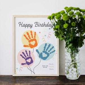 Handprint Balloons Birthday Craft, Printable Happy Birthday Gift From ...
