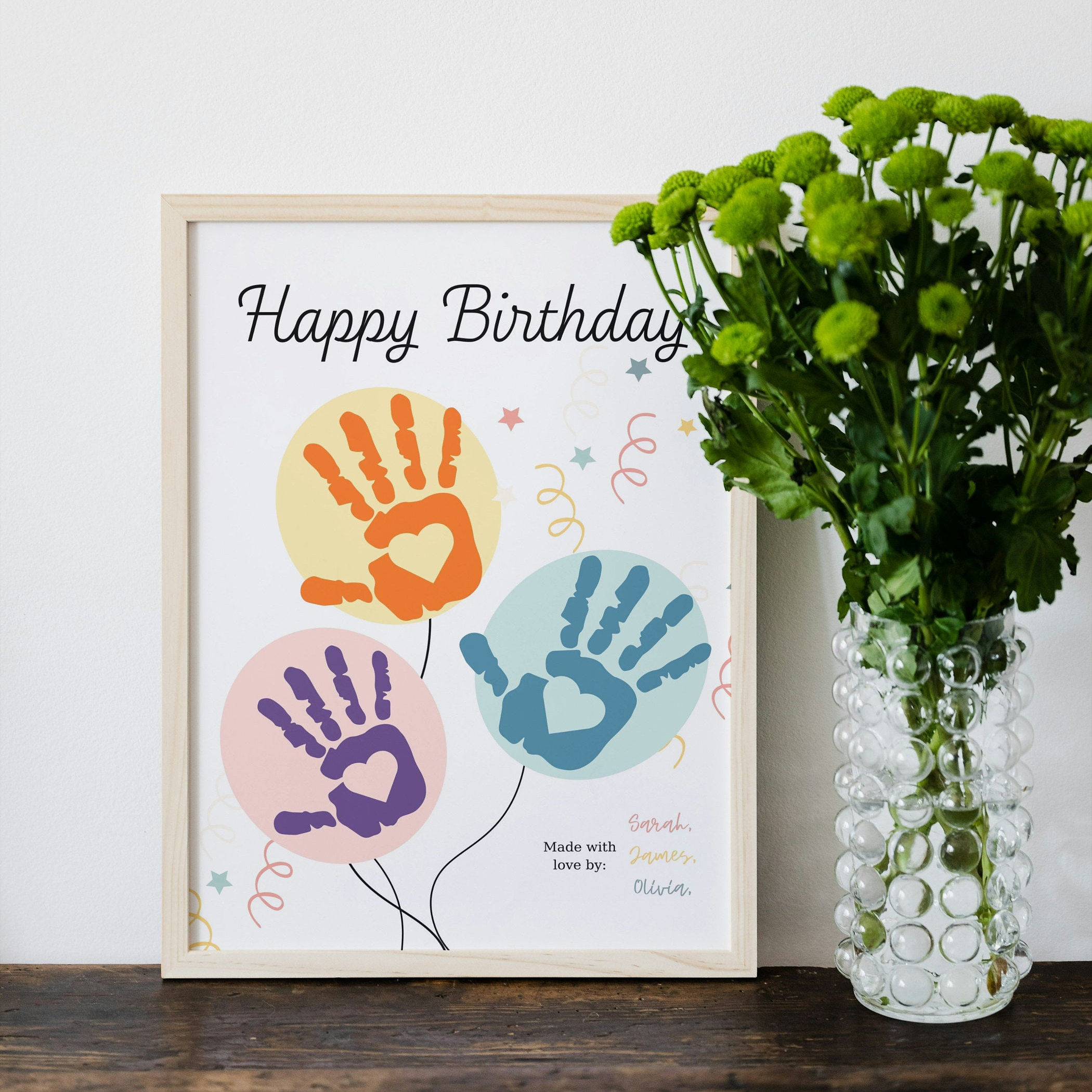 Handprint Balloons Birthday Craft, Printable Happy Birthday Gift From ...
