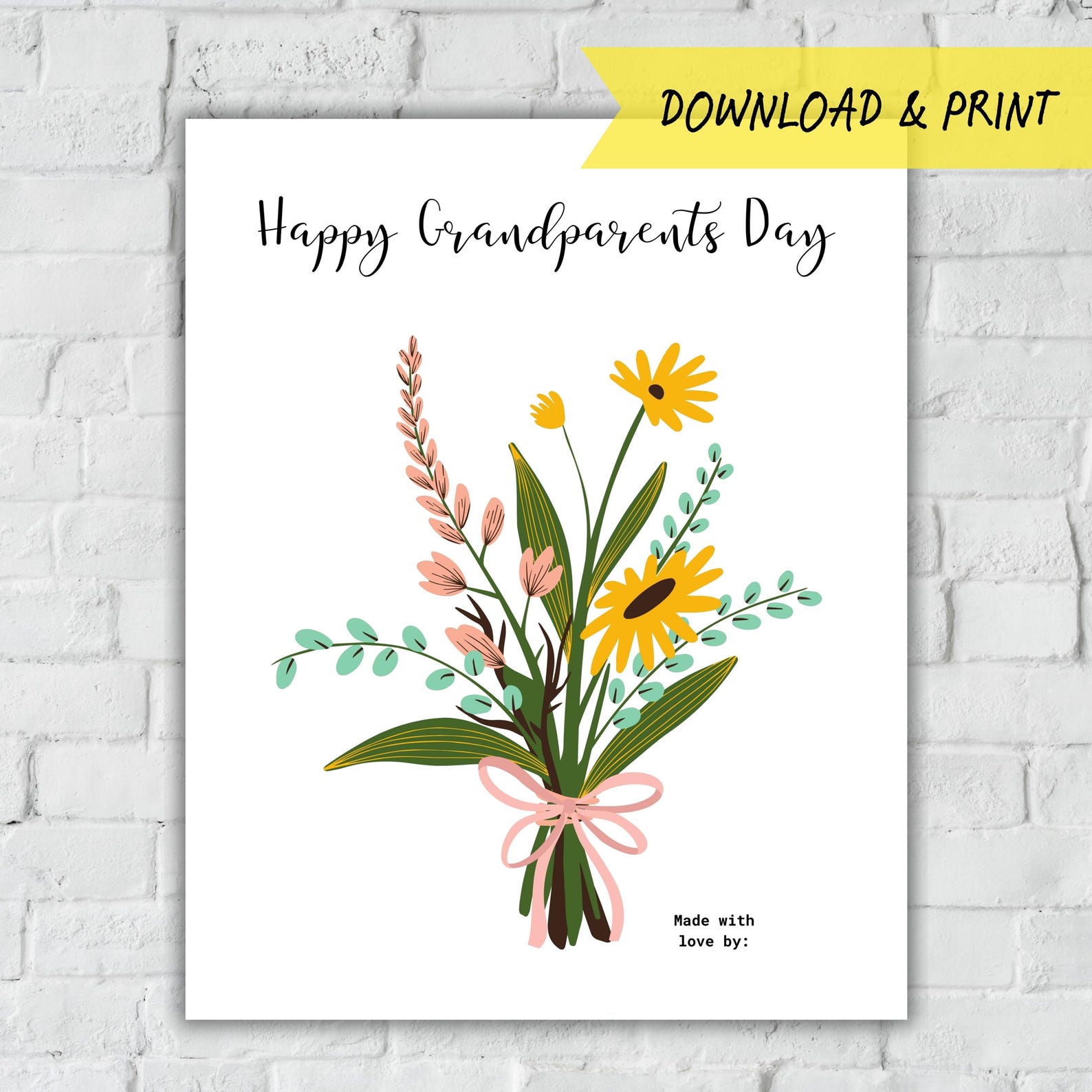 Grandparents Day Handprint Art, Flower Bouquet Craft, Gift From ...