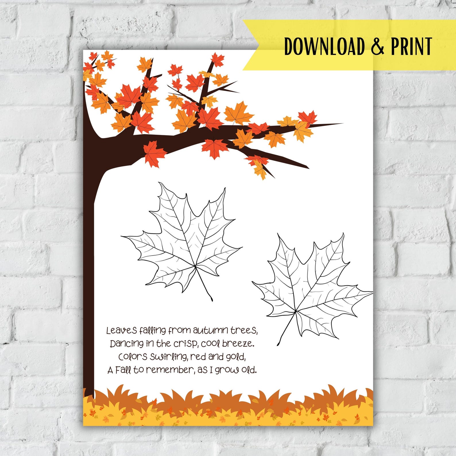 Falling Leaves Handprint Craft, Printable Autumn Activity, Fall ...