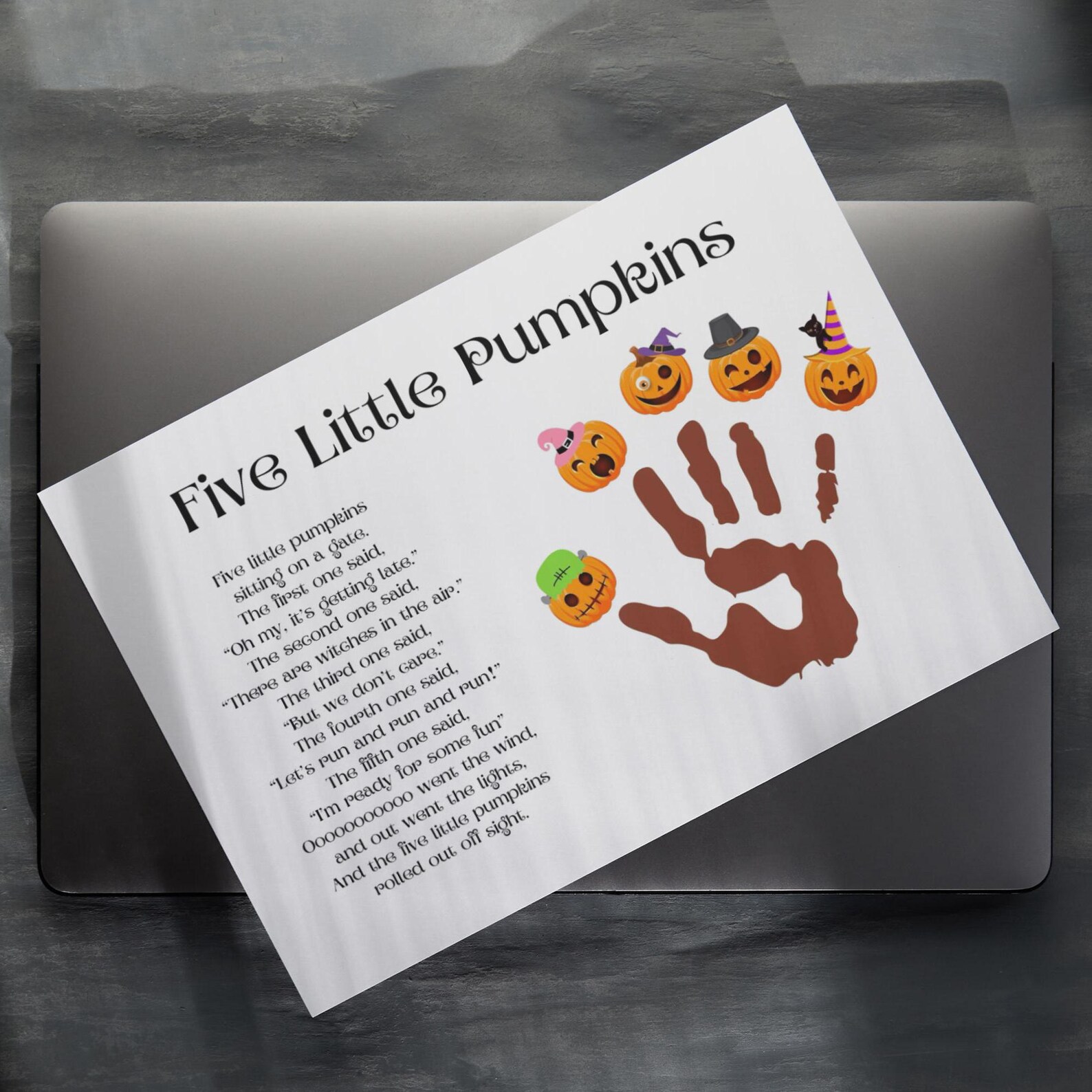 Five Little Pumpkins, Halloween Handprint Art, Printable Halloween ...