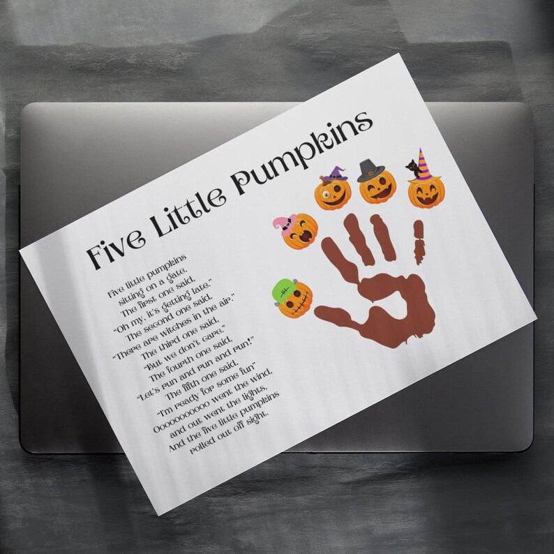 Five Little Pumpkins, Halloween Handprint Art, Printable Halloween ...