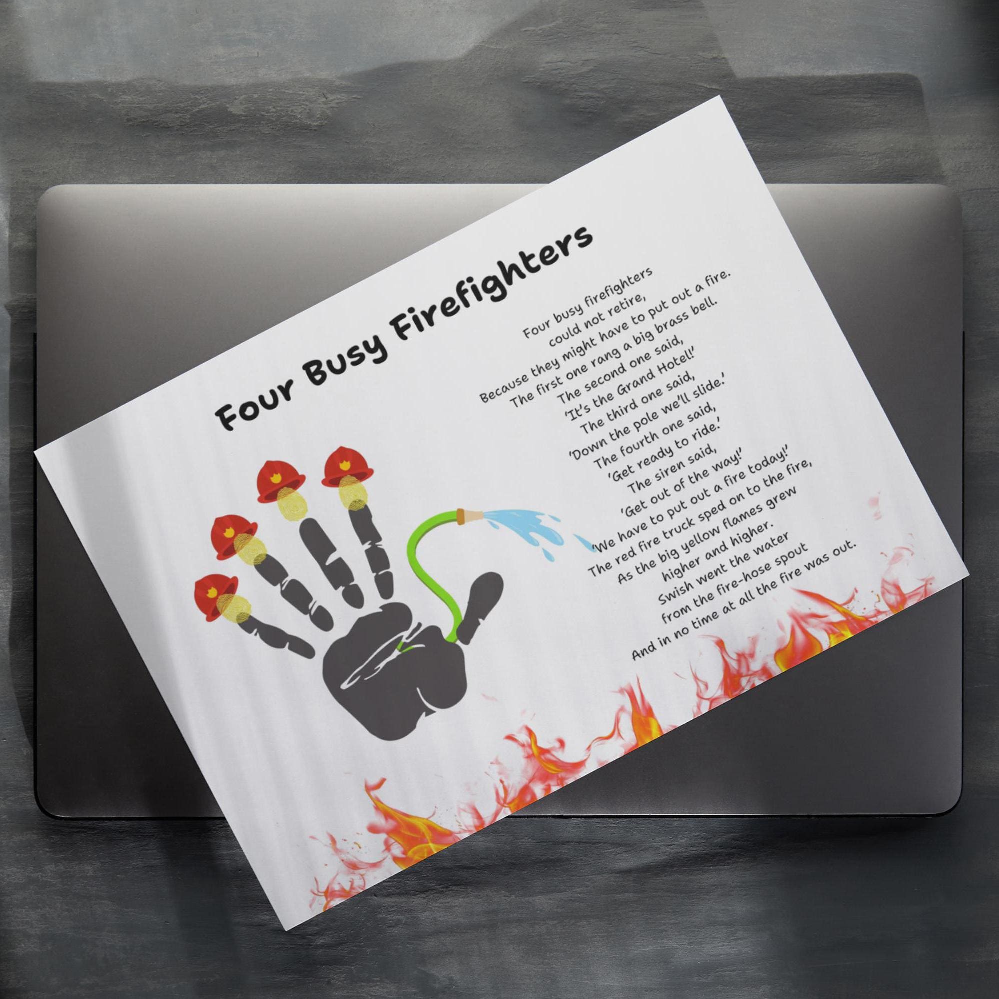 Firefighter Handprint Poem Art, Fire Safety Week Craft, Printable Fire ...