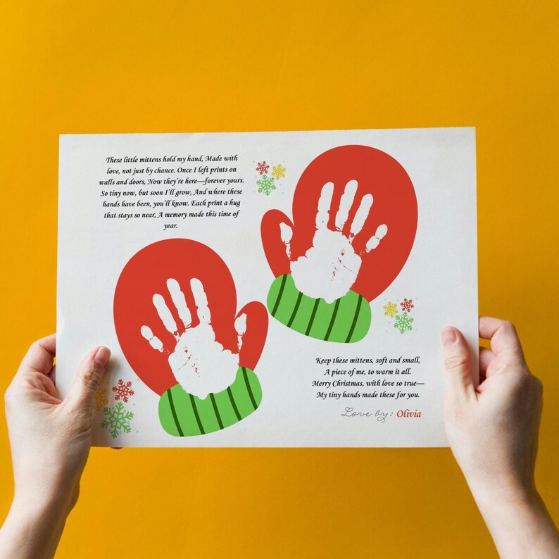 Christmas Mitten Poem Handprint Craft: Printable Winter Keepsake ...