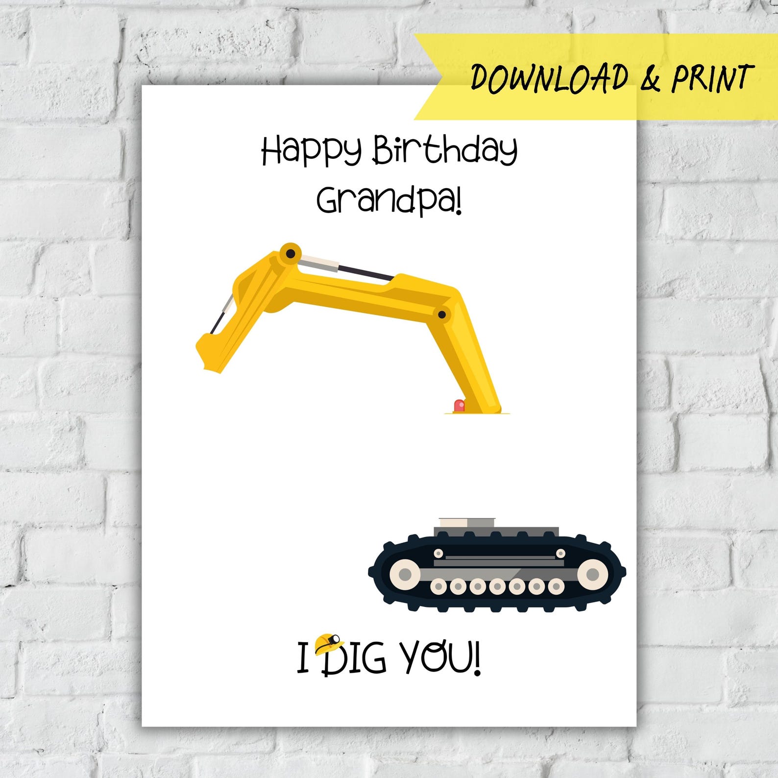 Construction Handprint Art for Grandpa, Happy Birthday Gift From ...