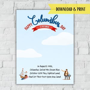 Columbus Day Handprint Craft, Printable Christopher Columbus Set, USA ...