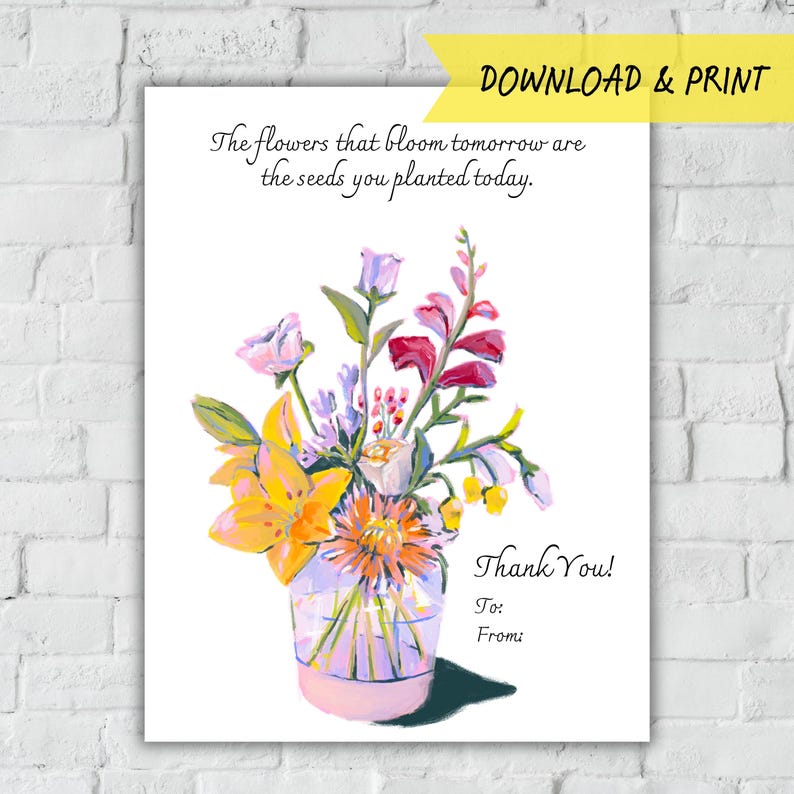 Teacher Appreciation Gift: Handprint Flower Bouquet, Thank You Teacher ...