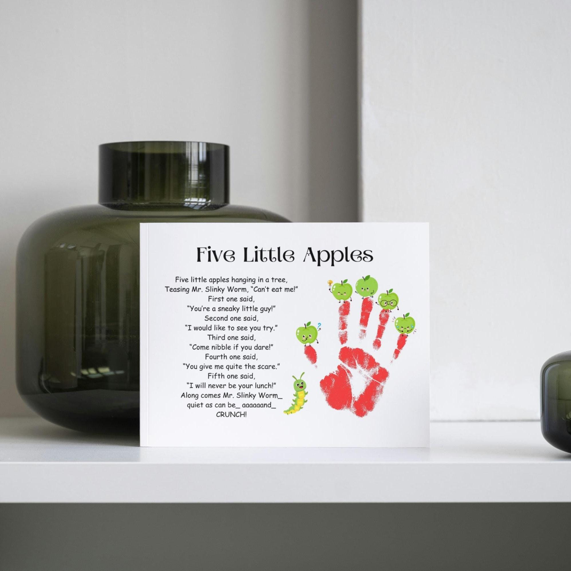 Five Little Apples Poem Handprint Art, Printable Fall Apple Craft ...