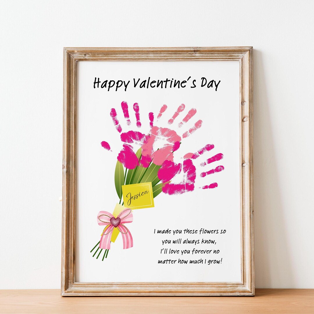 Handprint Flowers for Valentine's Day, Preschool Valentine Crafts ...
