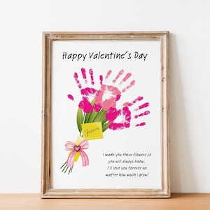 Handprint Flowers for Valentine's Day, Preschool Valentine Crafts ...