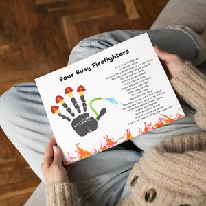 Firefighter Handprint Poem Art, Fire Safety Week Craft, Printable Fire ...