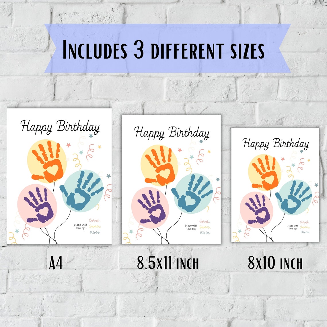 Handprint Balloons Birthday Craft, Printable Happy Birthday Gift From ...
