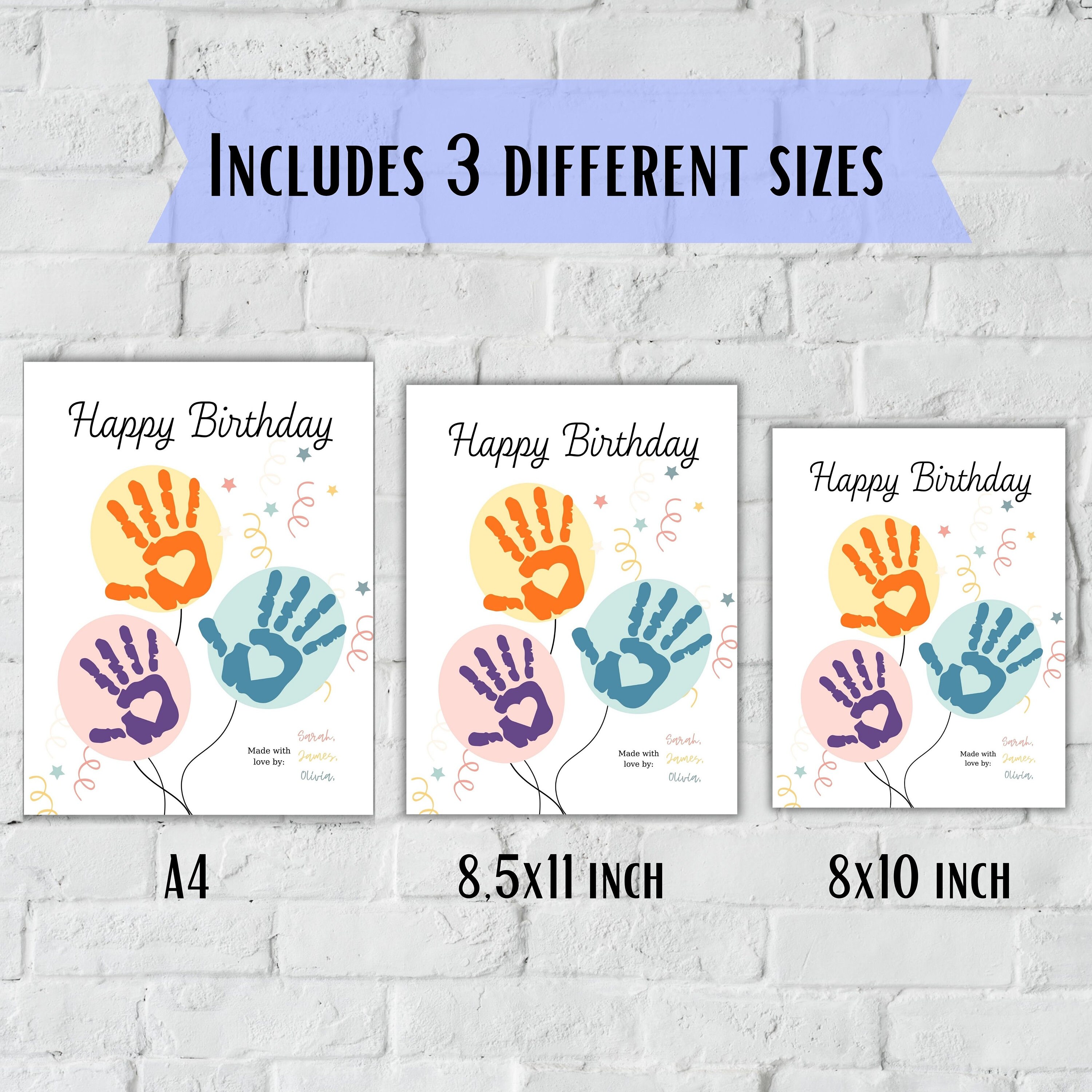 Handprint Balloons Birthday Craft, Printable Happy Birthday Gift From ...