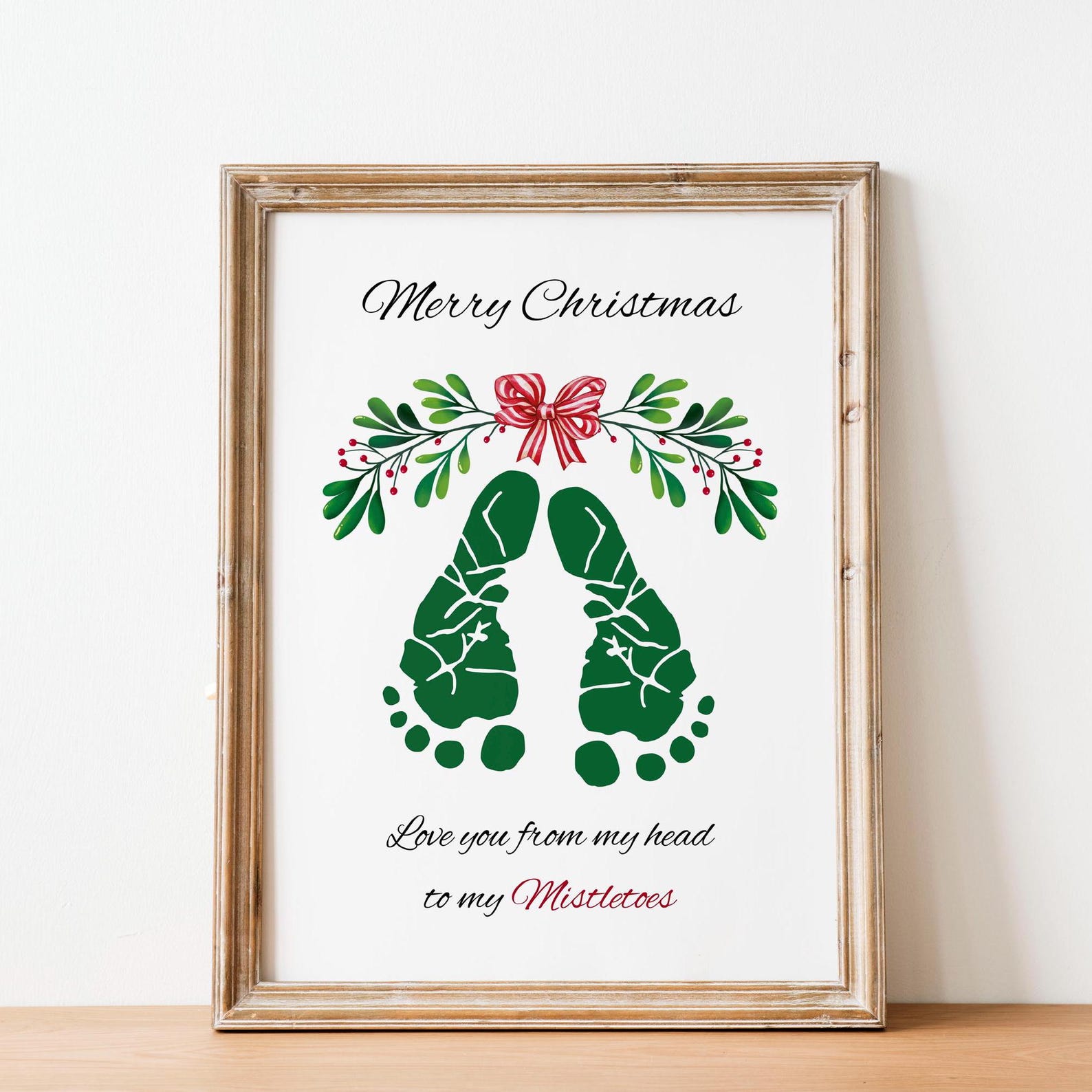 Christmas Mistletoe Footprint Craft, Printable Holiday Activity, Infant ...
