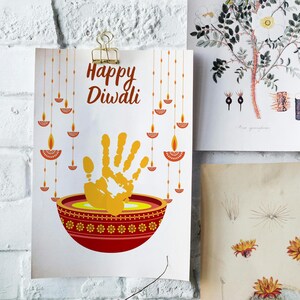 Diwali Handprint Craft for Kids, Printable Diwali Activity, Festival of ...
