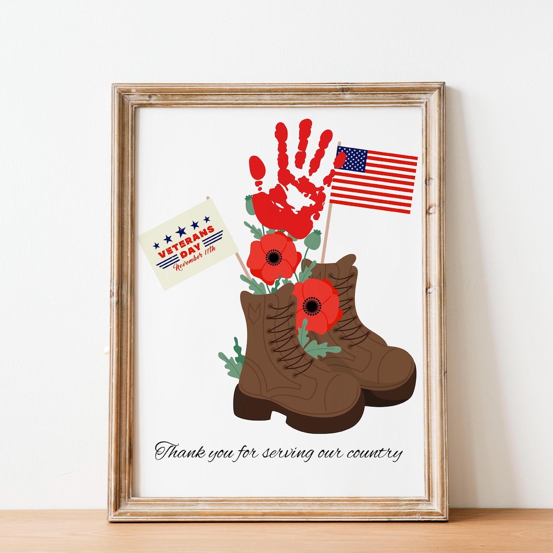 Veterans Day Handprint Craft for Kids, Thank You Veteran Card ...