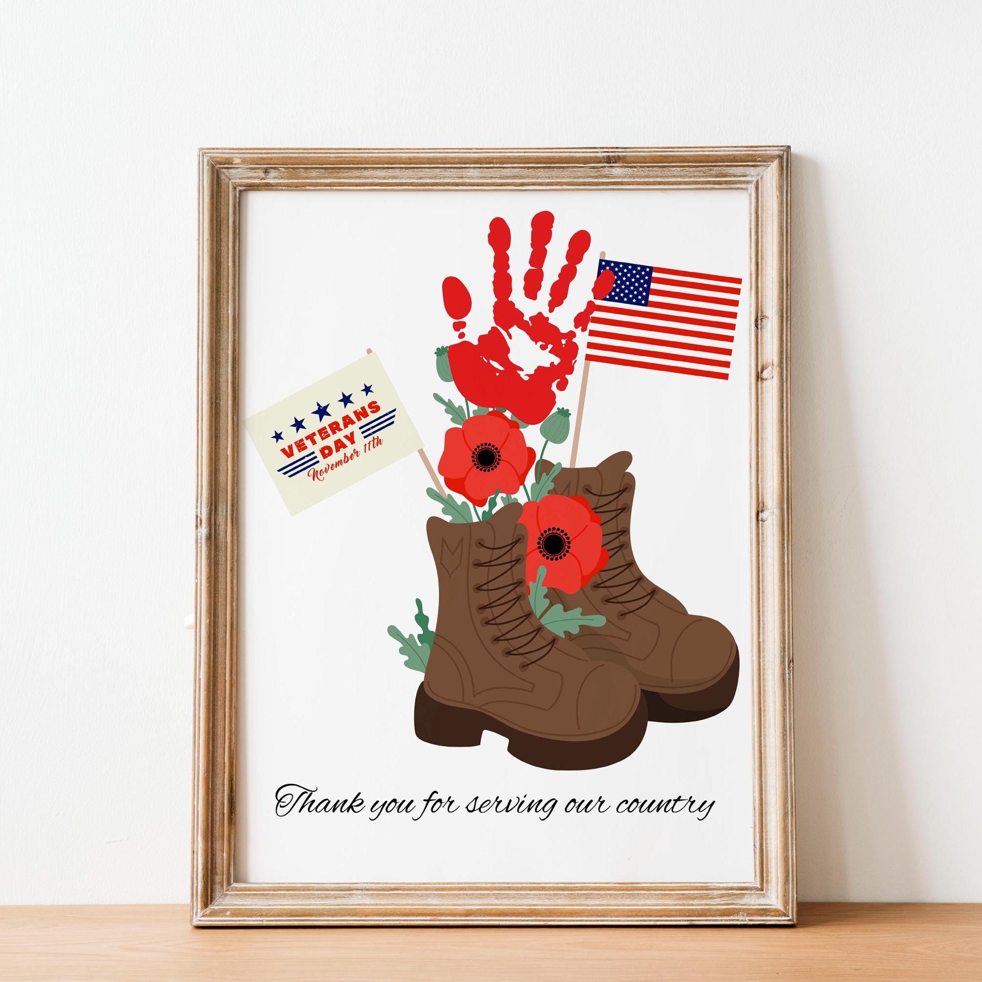 Veterans Day Handprint Craft for Kids, Thank You Veteran Card ...