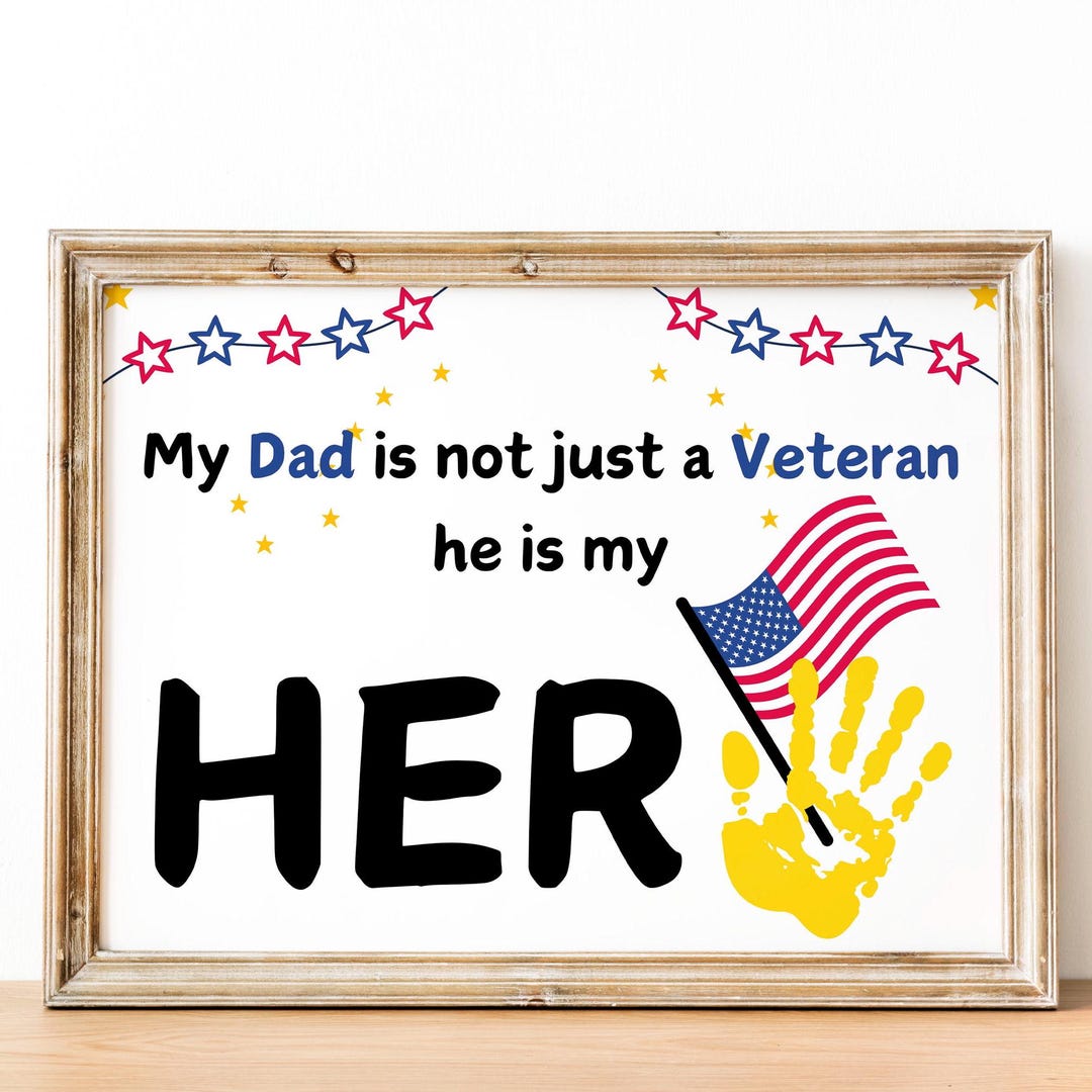 Veterans Day Handprint Gift for Dad, Printable Veterans Day Craft, My ...