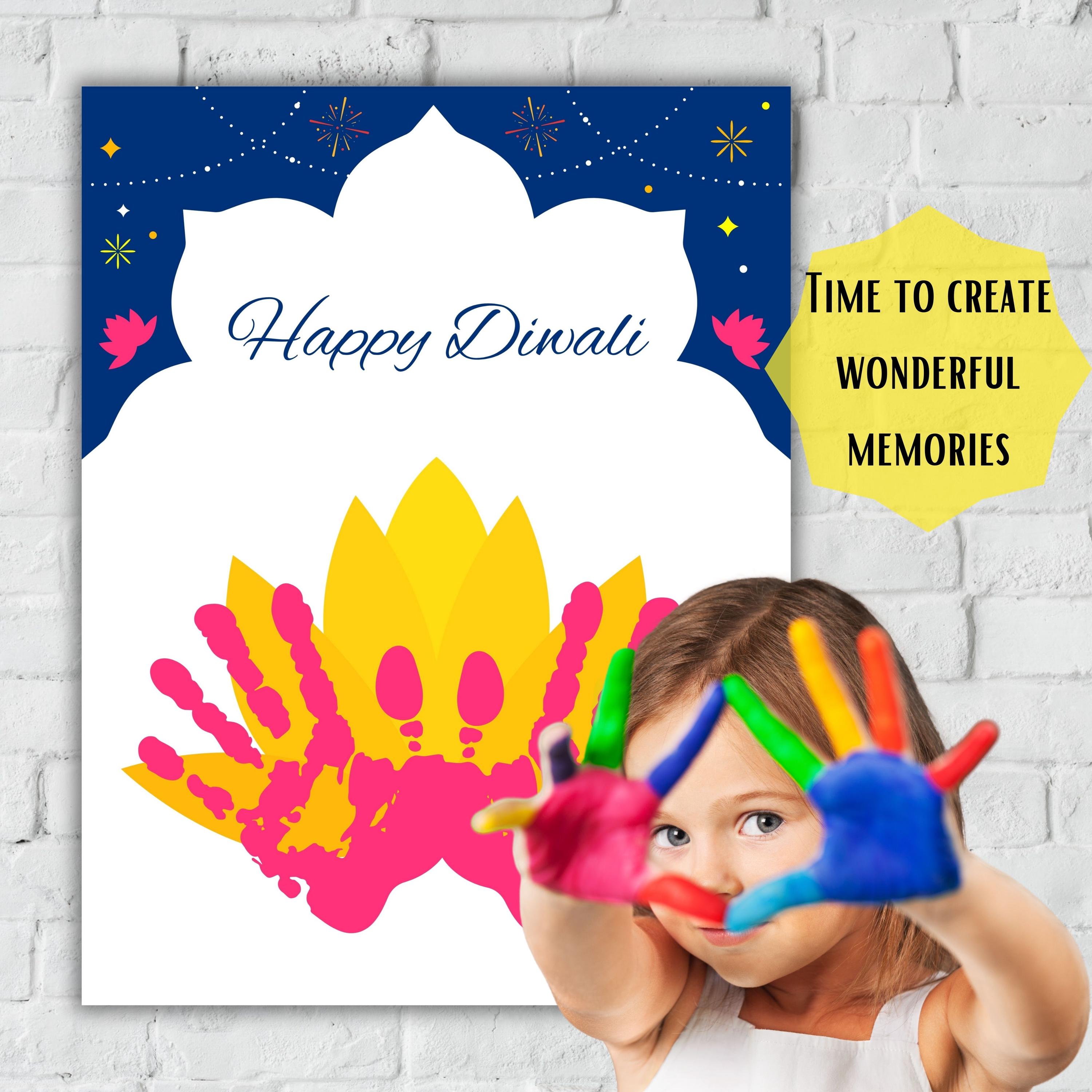 Happy Diwali Handprint Art for Kids, Printable Diwali Activity ...