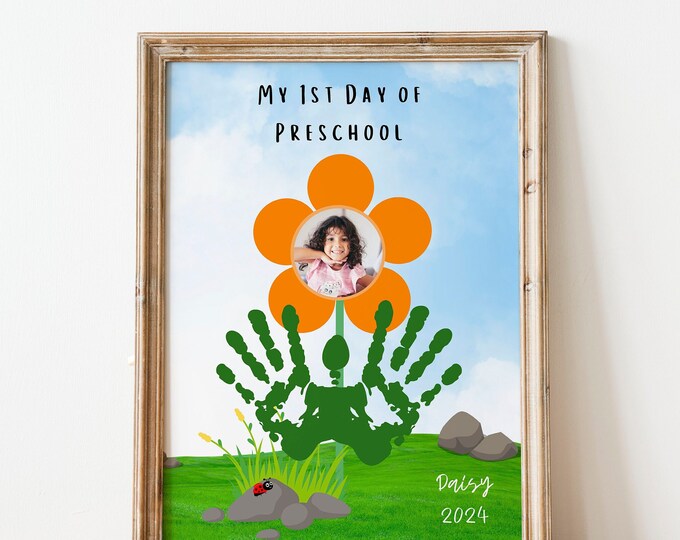 First Day of School Handprint Art, 2024 Back to School Craft, Printable ...