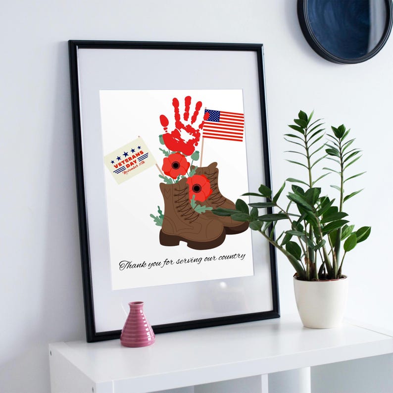 Veterans Day Handprint Craft for Kids, Thank You Veteran Card ...