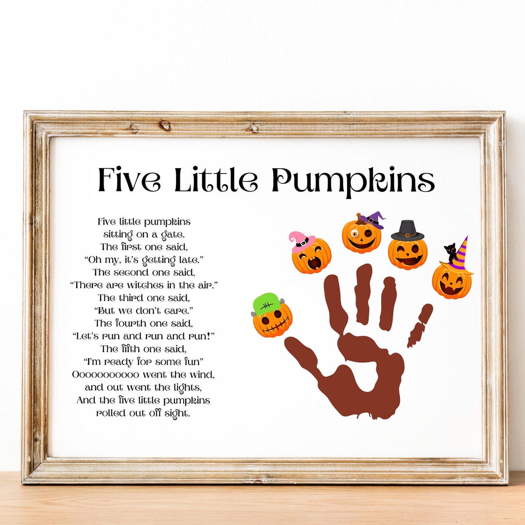 Five Little Pumpkins, Halloween Handprint Art, Printable Halloween ...