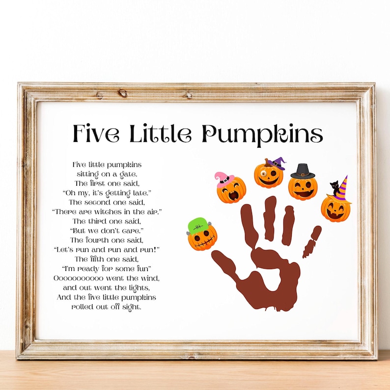 Five Little Pumpkins, Halloween Handprint Art, Printable Halloween ...