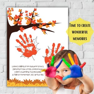 Falling Leaves Handprint Craft, Printable Autumn Activity, Fall ...