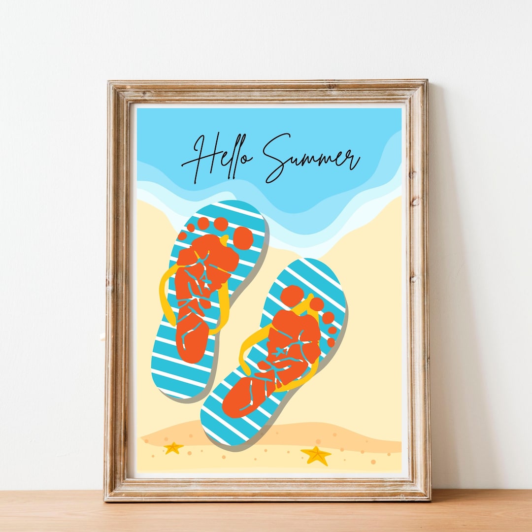 Hello Summer Footprint Art, Flip Flops Craft, Stepping Into Summer ...