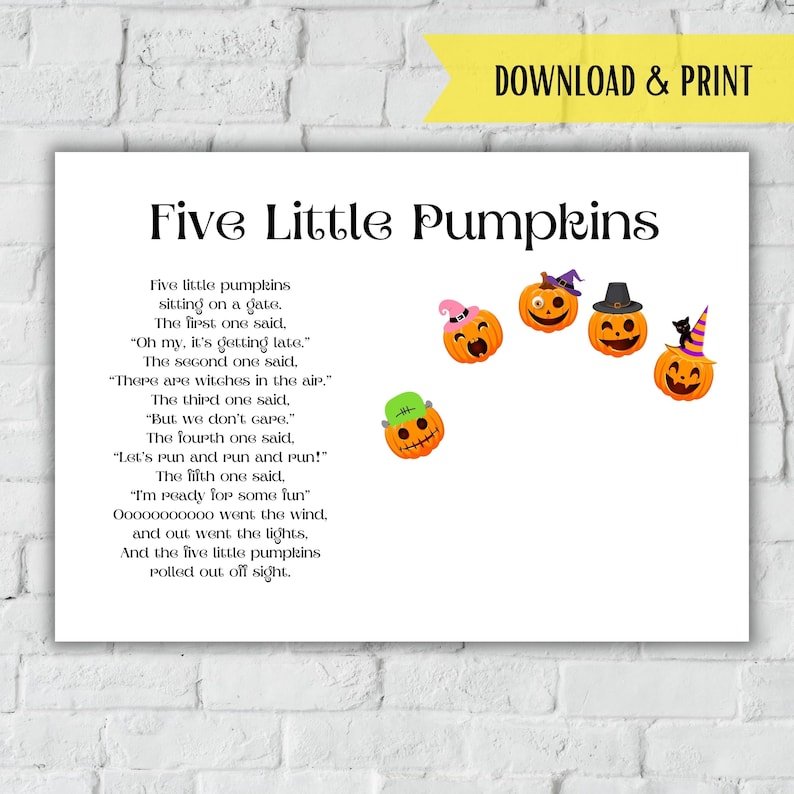 Five Little Pumpkins, Halloween Handprint Art, Printable Halloween ...
