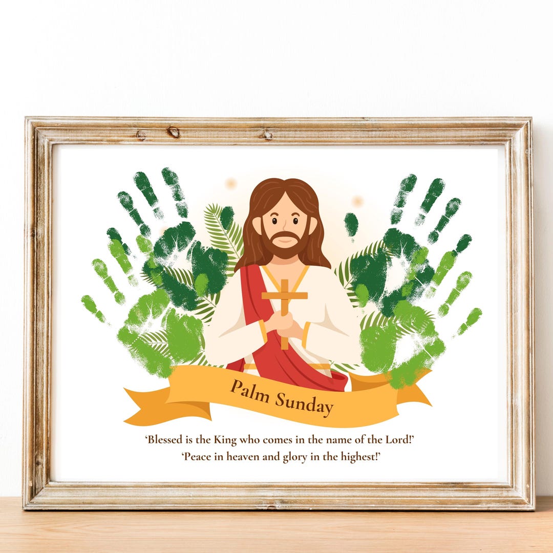 Palm Sunday, Hosanna Handprint Art, Easter Story Craft, Bible Activity ...