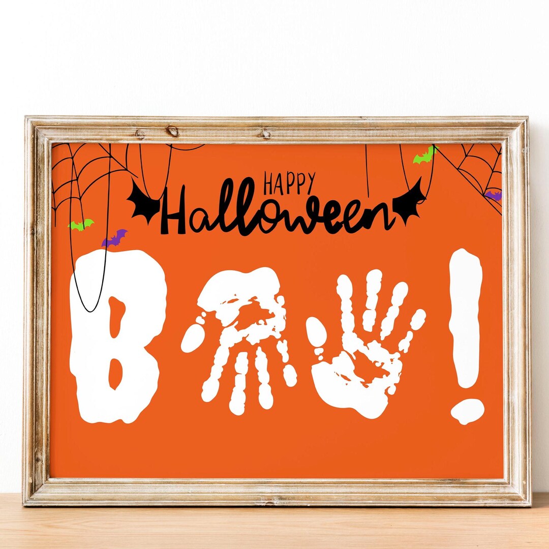 Boo Halloween Handprint Art, Printable Halloween Activity, Fall ...