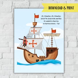 Columbus Day Handprint Craft, Printable Christopher Columbus Set, USA ...