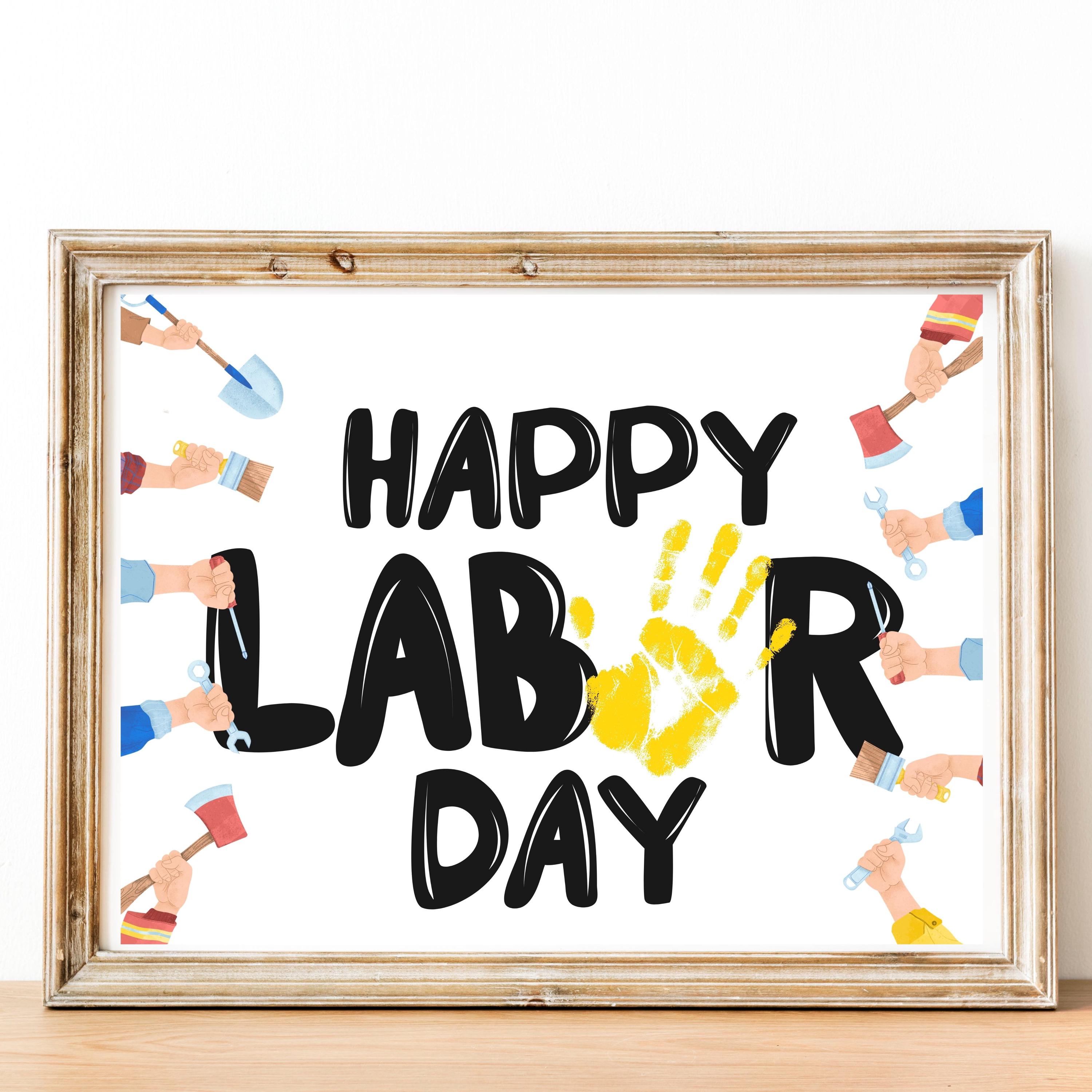 Labor Day Handprint Craft, Printable Labor Day Card, Patriotic ...