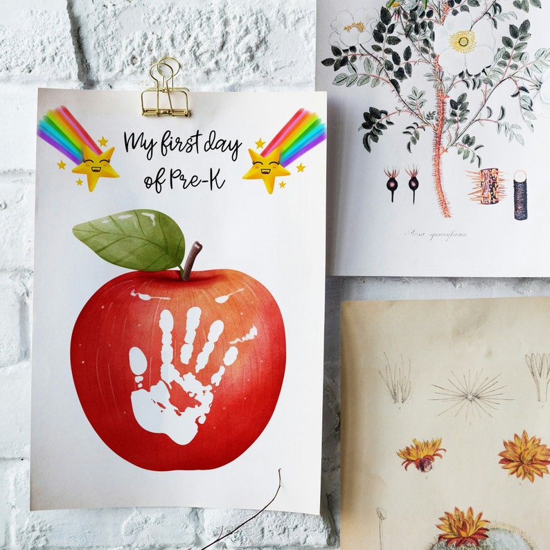 First Day of Pre-k Handprint Craft, First Day School Sign, Printable ...