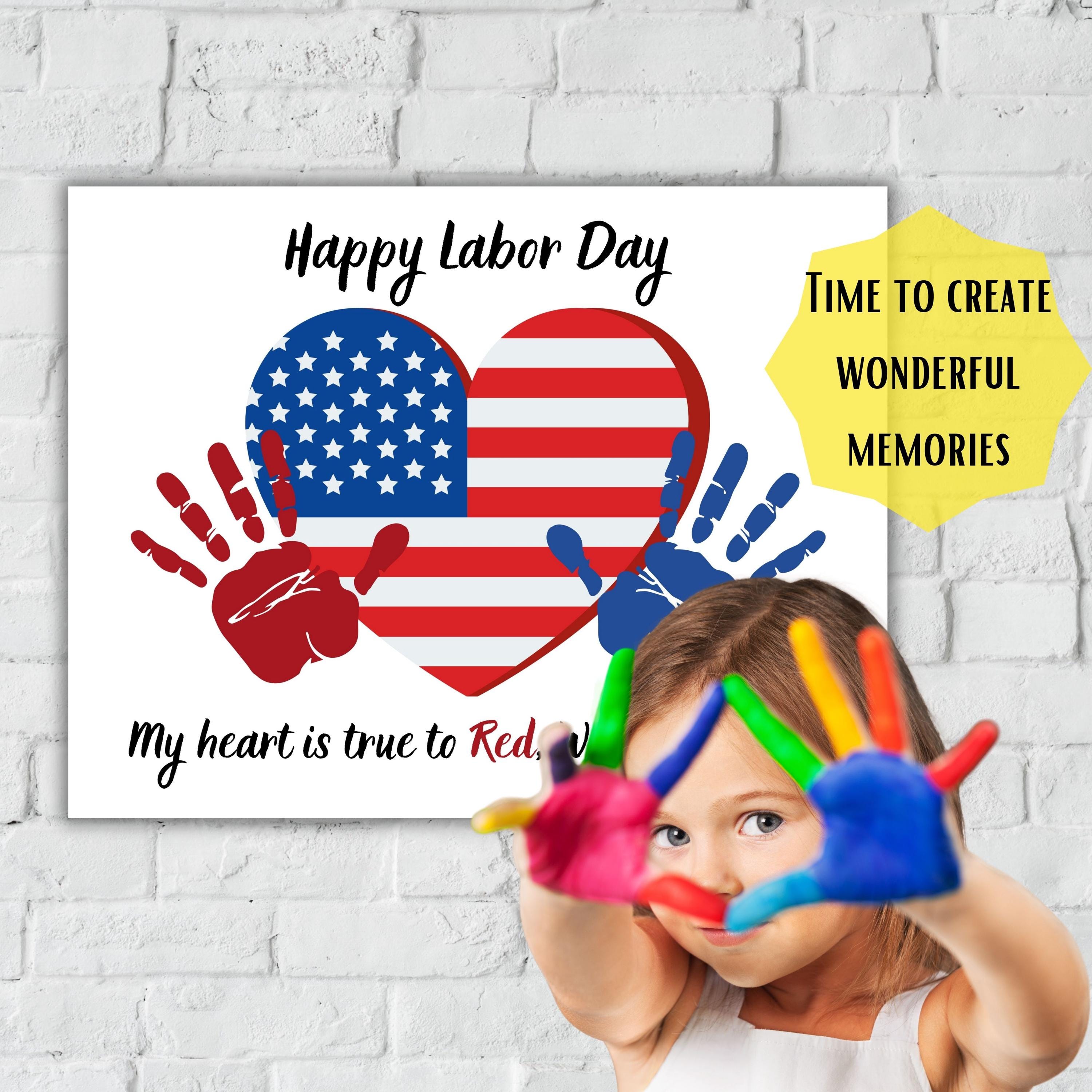 Labor Day Handprint Art, Patriotic Kids Activity, Labor Day 2024 ...