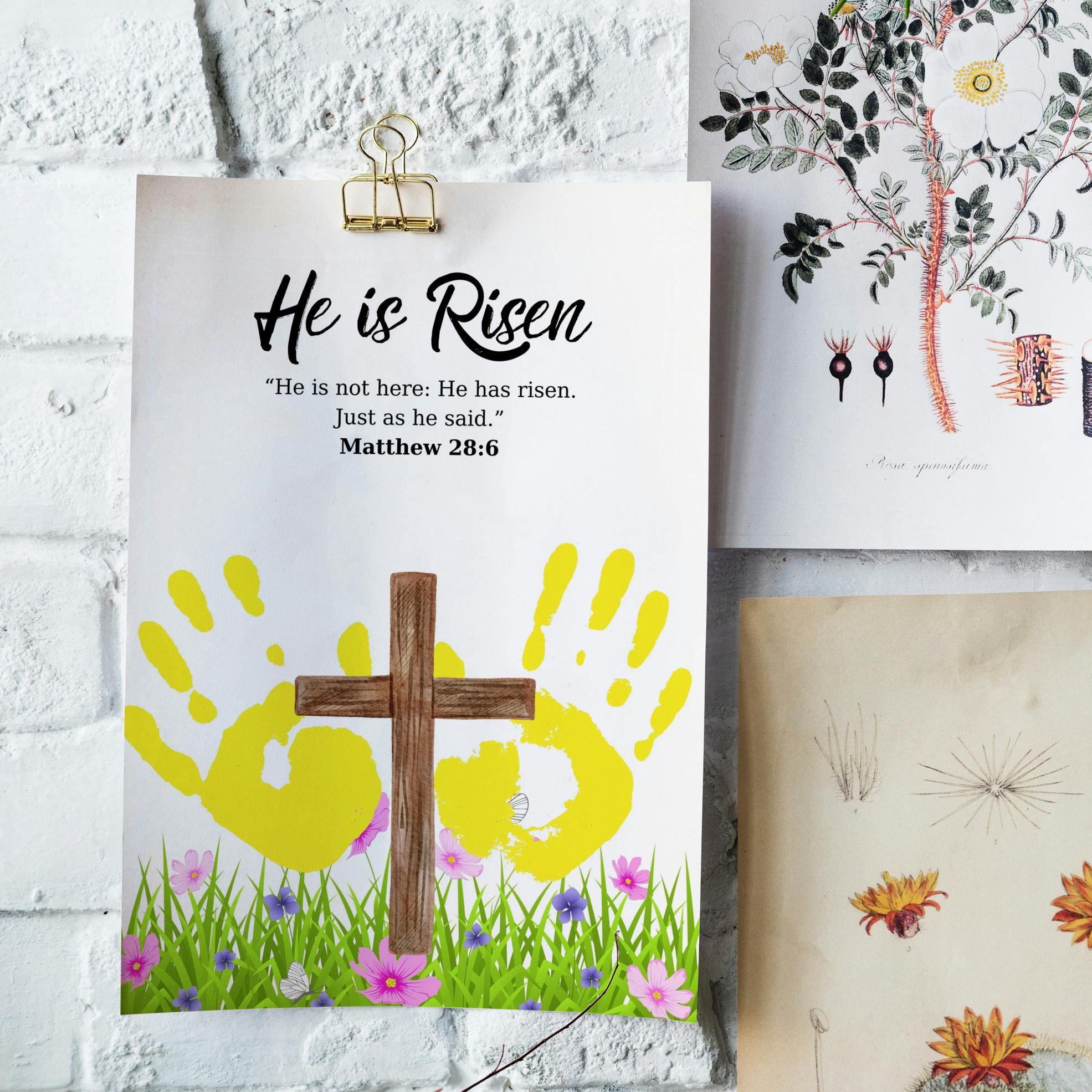 He is Risen Handprint Art, Preschool Easter Crafts, Christian Bible ...