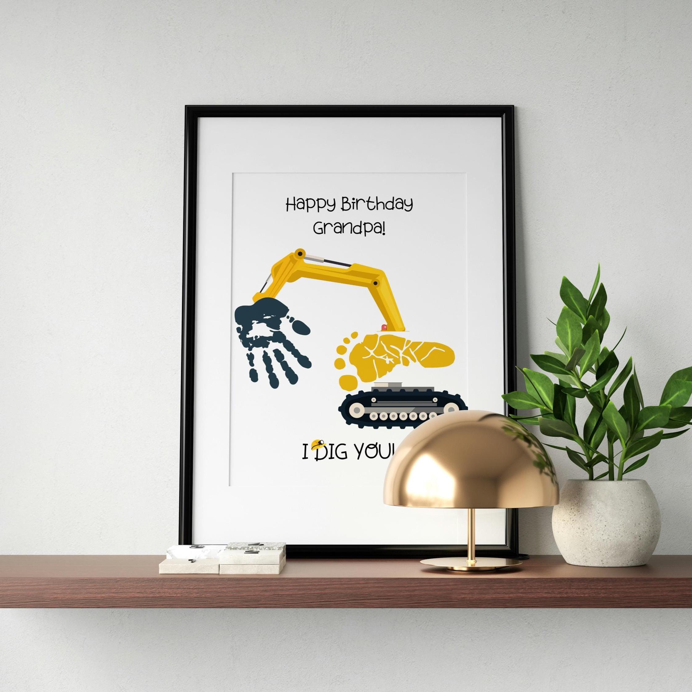 Construction Handprint Art for Grandpa, Happy Birthday Gift From ...