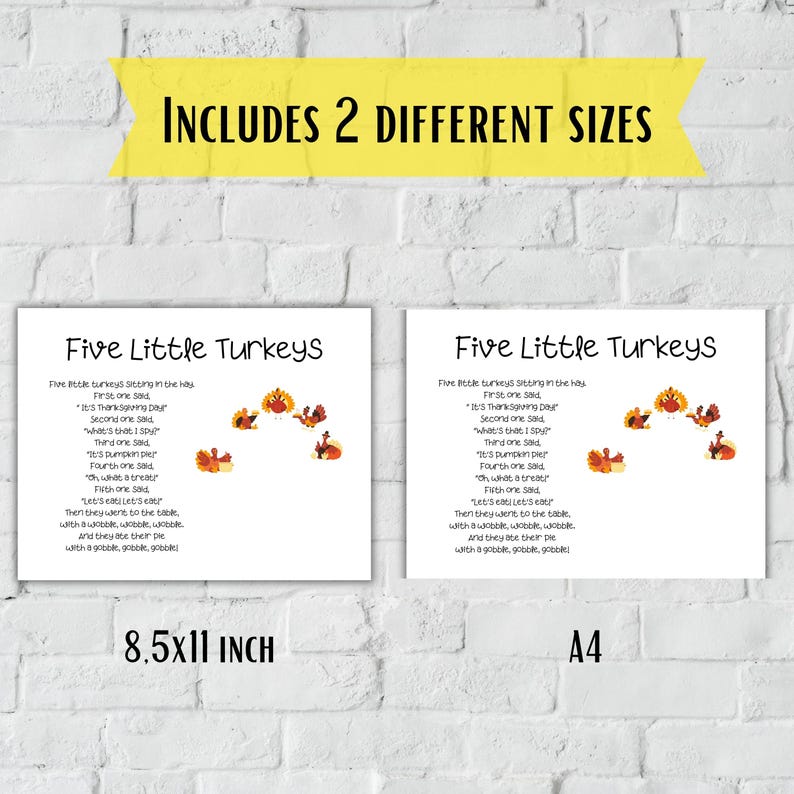 Five Little Turkeys Handprint Art, Printable Thanksgiving Activity, 5 ...