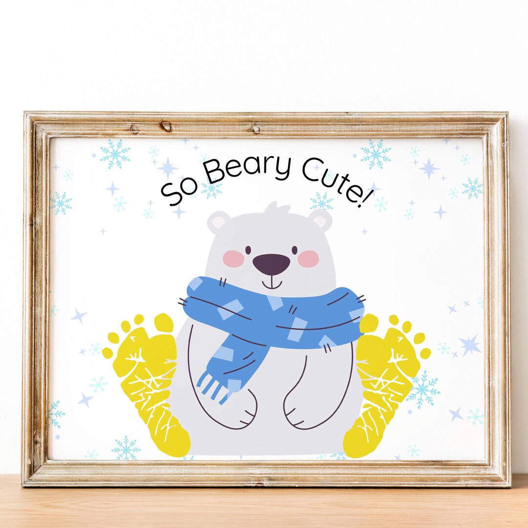 Cute Polar Bear Footprint Art, Winter Activities for Preschool, Toddler ...