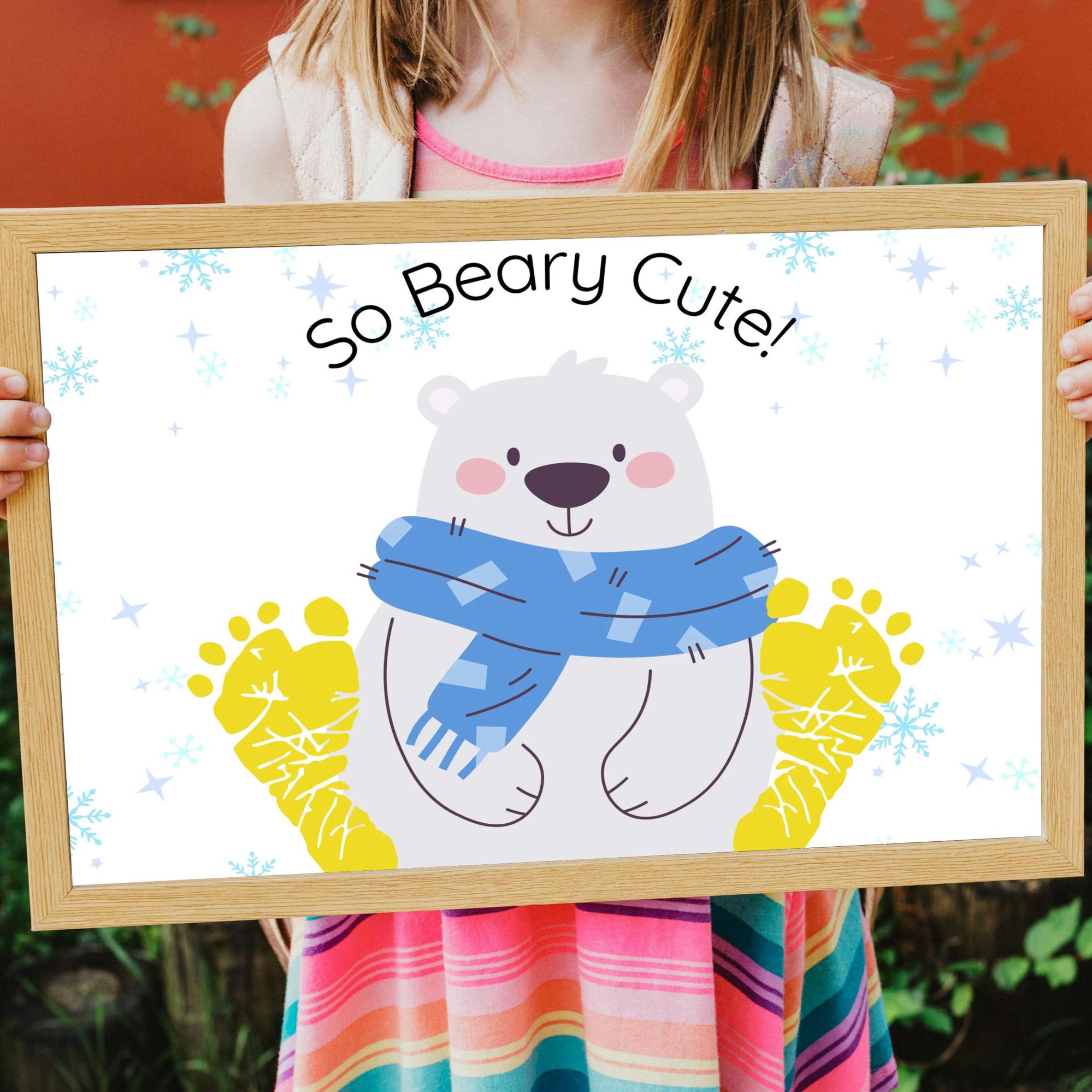 Cute Polar Bear Footprint Art, Winter Activities for Preschool, Toddler ...