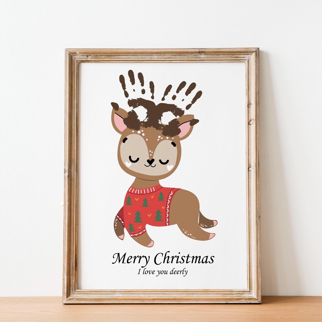 Christmas Reindeer Handprint Art, Reindeer Craft for Kids, Printable ...