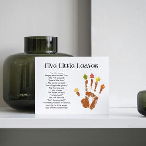 Five Little Leaves Handprint Art, Autumn Tree Poem Activity, Printable ...