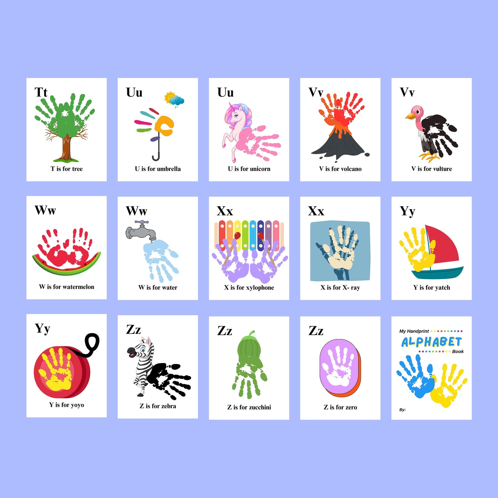 Alphabet Handprint Craft, Printable Alphabet Book, ABC Craft for Kids ...