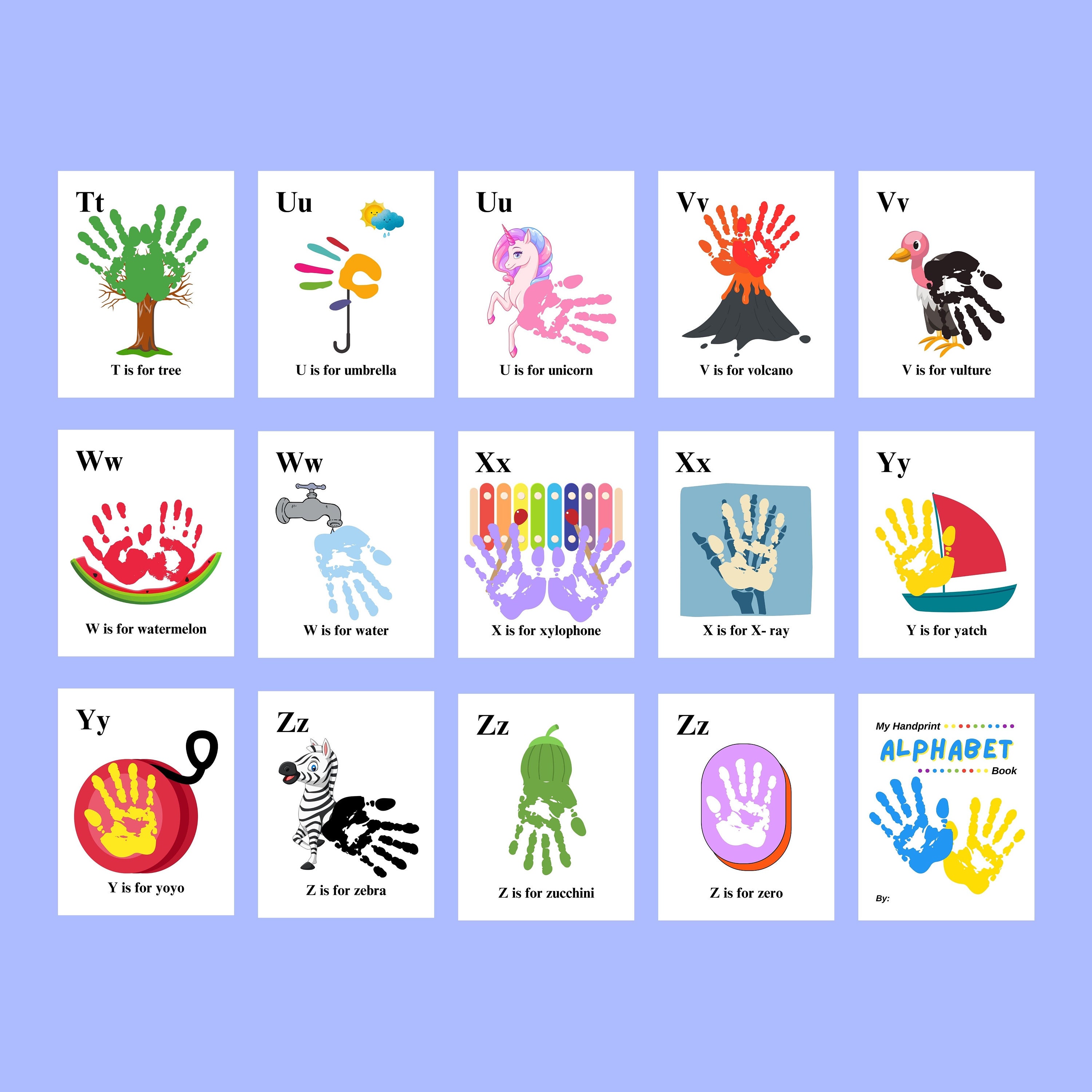 Alphabet Handprint Craft, Printable Alphabet Book, ABC Craft for Kids ...