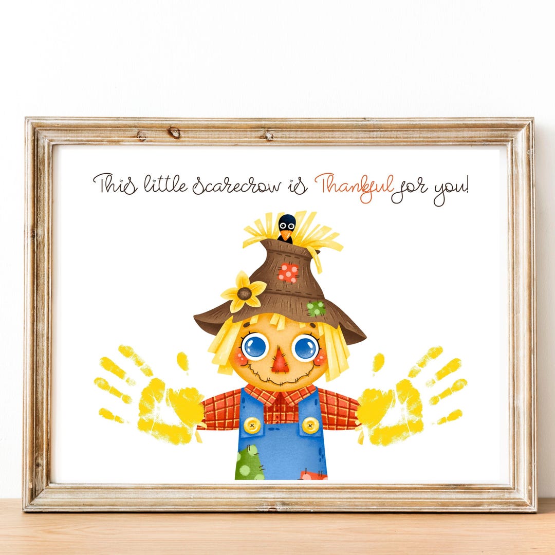 Thankful Scarecrow Handprint Art, Fall Activities for Preschool Daycare ...