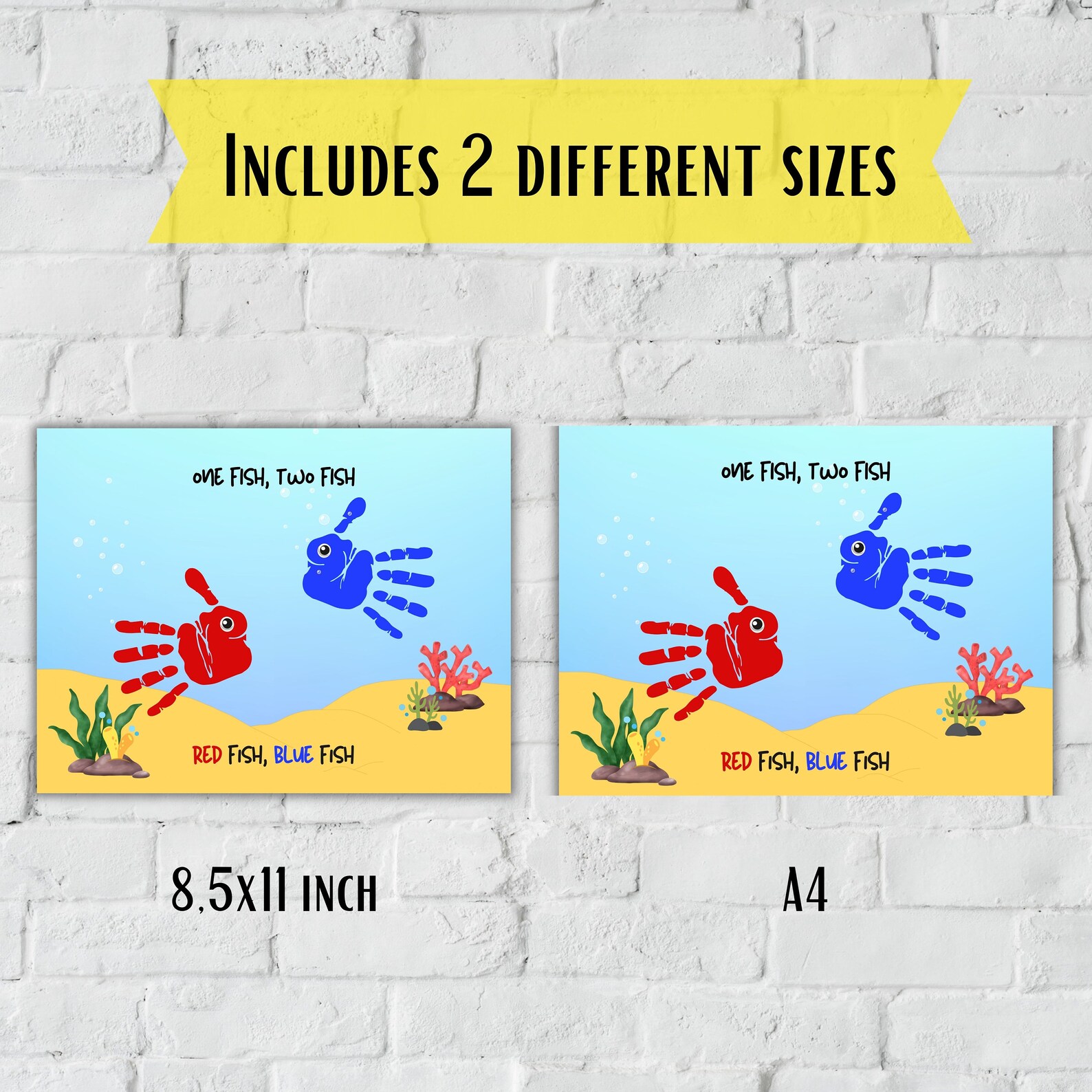 Dr. Seuss Handprint Activity, One Fish Two Fish, Red Fish Blue Fish ...