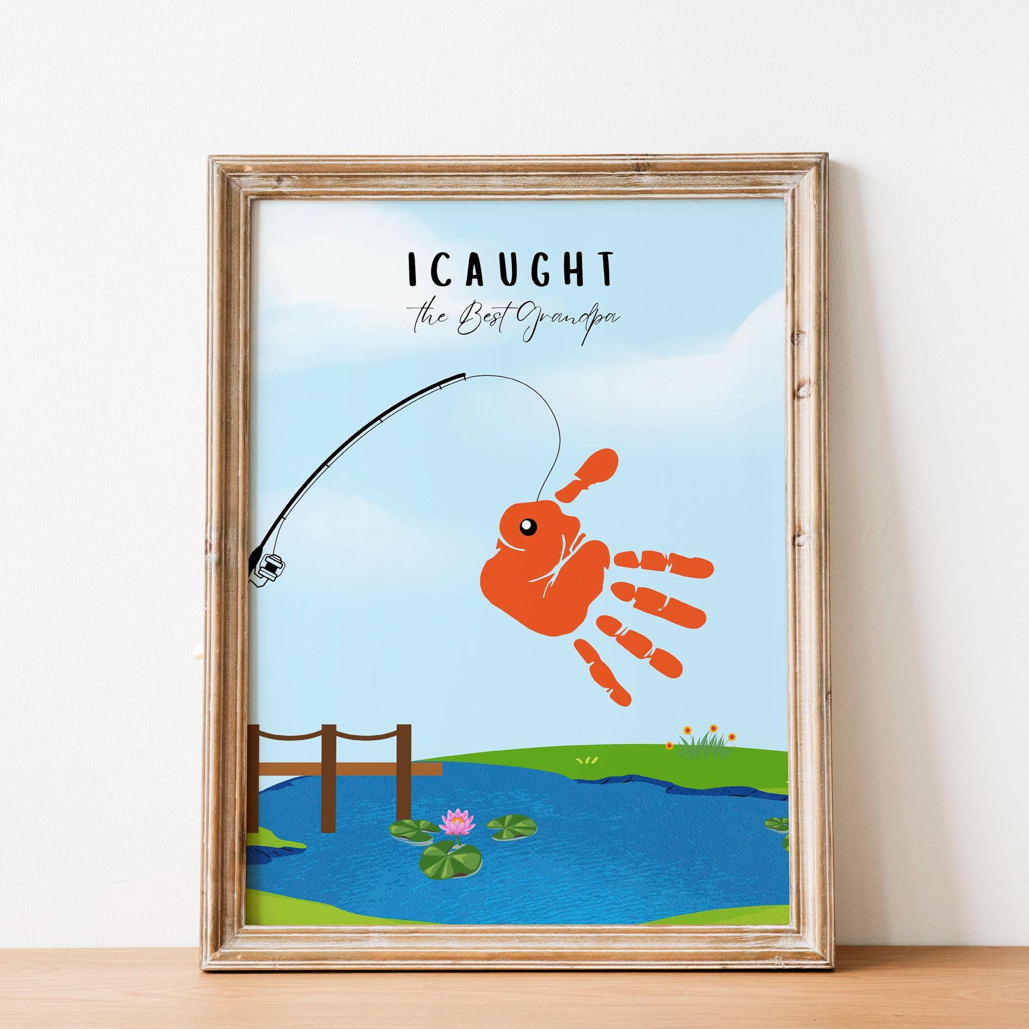 I Caught the Best Grandpa Handprint Art, Gift for Grandpa From ...