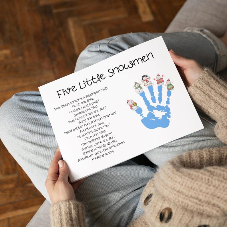 Five Little Snowmen Handprint Poem, Winter Handprint Craft Printable ...