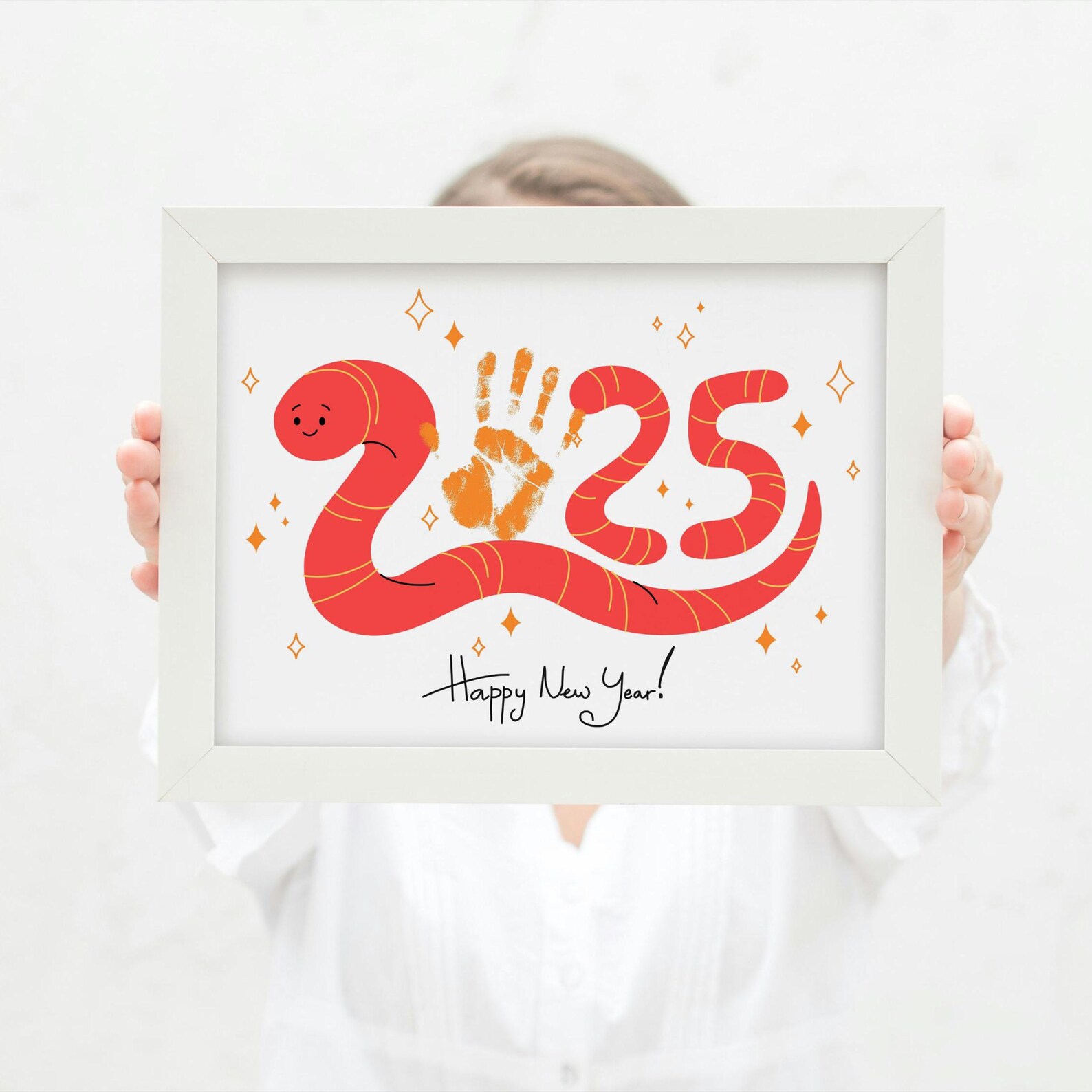 Chinese New Year Handprint Craft, Year of the Snake Art for Kids, Happy ...